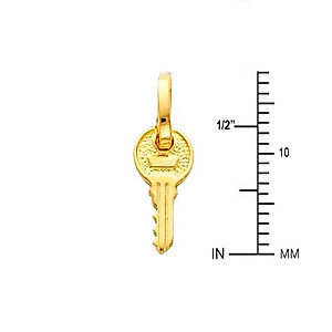 14k REAL Yellow Gold Tiny Key Charm Pendant
