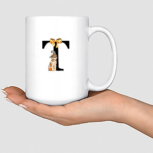 Halloween Initial Letter T Cat White Mugs Coffee Tea Cup Floral Alphabet Mug Mockup Ceramic Coffee Mug Mock Mugs from Daughter Wife And Son – Christmas Mug 15oz