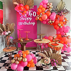 BBeiPulAs 73Pcs Hot Pink and Orange Balloon Arch 12in Pink Confetti Balloons Hot Pink Pastel Pink Orange Balloons for Kids' Party Supplies Hot Pink and Gold Decorations