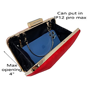 Cirilla Women Velvet Evening Bag Clutch Purse Crossbody Bag With Handle and Chain for Wedding Cocktail Party Banquet (Red)