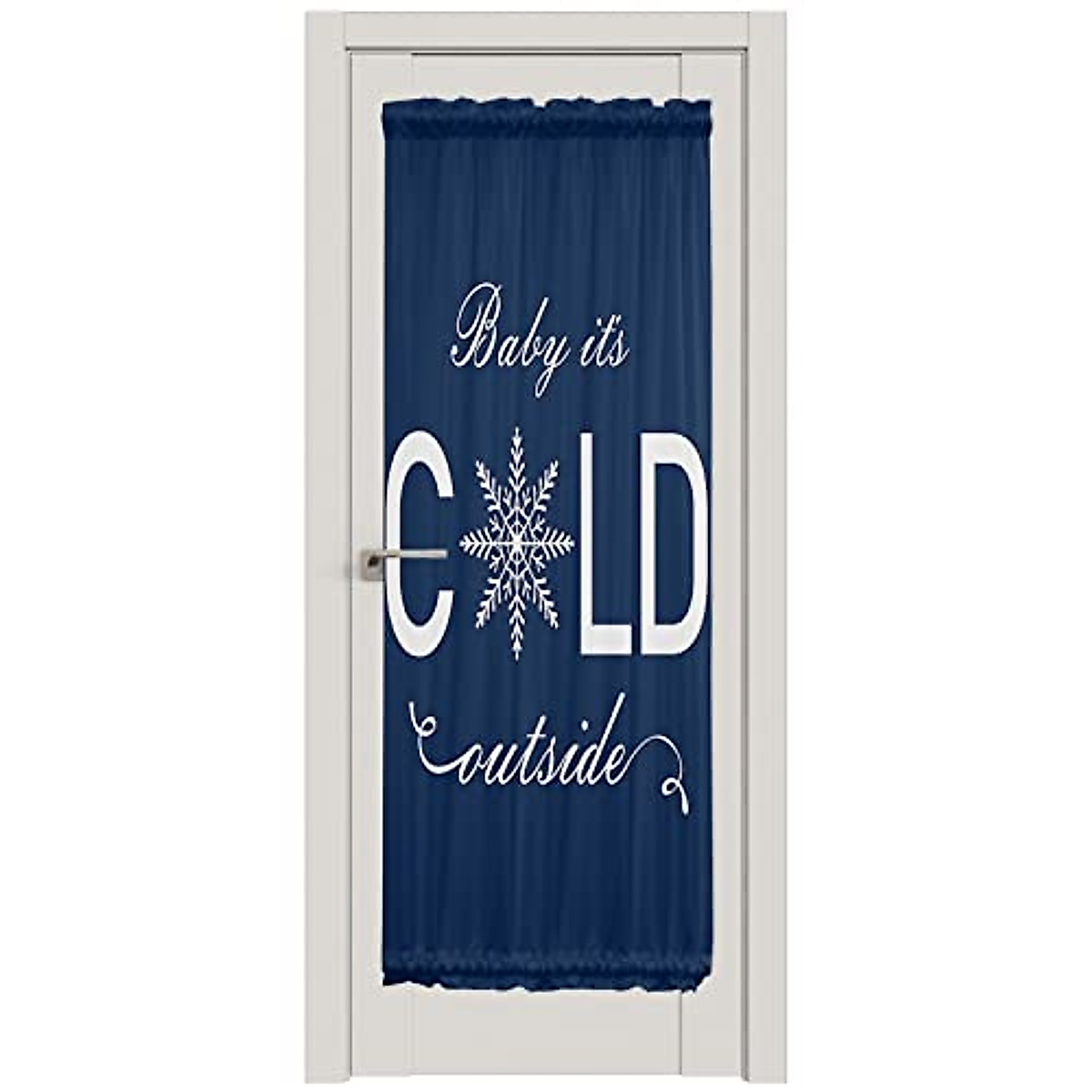 Front Door Curtains for Window, Christmas French Door Curtains Glass Door Window Curtain Back Door Curtain for Patio Front Doors Half 54W x 72L Cold Winter Snowflakes Blue Backdrop