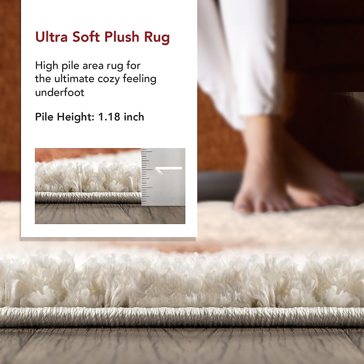 nuLOOM Kali Geometric 5x8 Shag Area Rug for Living Room Bedroom Dining Room Nursery Kitchen, Rust/Ivory