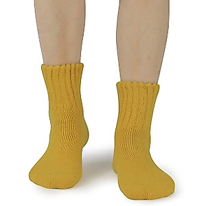 BenSorts Winter Solid Boots Socks for Women Thick Warm Cozy Crew Socks 5 Pair Pack Brown Red Green Yellow Khaki Stocking Stuffers Gifts