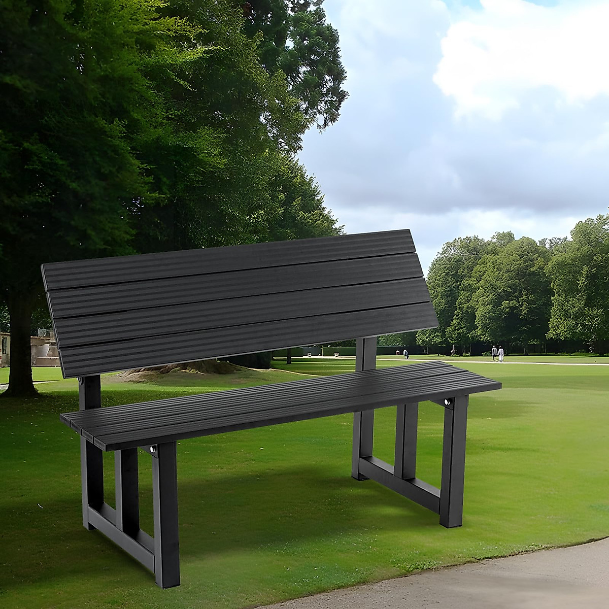 Ajikgn Aluminum Outdoor Convertible Bench Black, Total 400 LBS Load Capacity Bench Light Weight, All-in-one Table & Bench, Multi-Functional Outdoor Bench/Work Table for Park Garden,Patio and Lounge