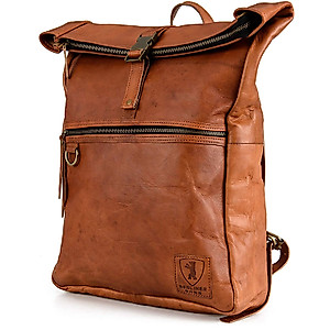 BERLINER BAGS Vintage Leather Backpack Utrecht XL, Large Waterproof Bookbag for Men and Women - Brown…