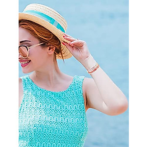 Roe Dolph String Bracelets for Men Boho Wave Bracelets Aesthetic Surfer Bracelets Adjustable Handmade Braided Bracelets Set Waterproof Bracelets for Summer(Style E)