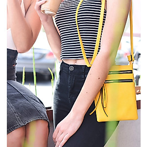 DELUXITY | Crossbody Purse Bag | Functional Multi Pocket Double Zipper Purse | Adjustable Strap | Medium Size Purse | Navy