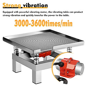 Concrete Vibration Table 13.8x13.8“ Vibrating Test Bench Model Plaster Shaker with Cloth Mat, Stainless Steel Vibrating Table for Concrete Molds Resin 110V