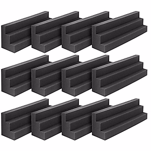 DEKIRU Acoustic Foam Bass Traps Corner Block foam, Studio Foam Sound Proof Foam Panles Noise Dampening Wall Soundproofing Padding, Ideal for Studio, Home or Theater (12"X3"X3", Black)