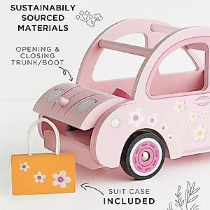 Le Toy Van - Wooden Daisylane Sophie's Car Accessories Play Set for Dolls Houses - Wooden Car Toy with Luggage Accessory - Dollhouse Accessories - Suitable for Ages 2+,Bright Pink, Medium