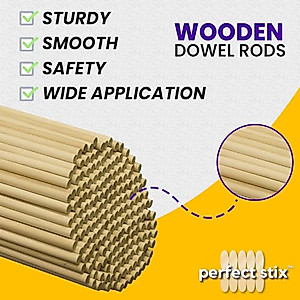 Perfect Stix - WED120-50 Wooden Lollipops and Cake Dowel Rod, 1/4" Diameter x 12" Length (Pack of 50)