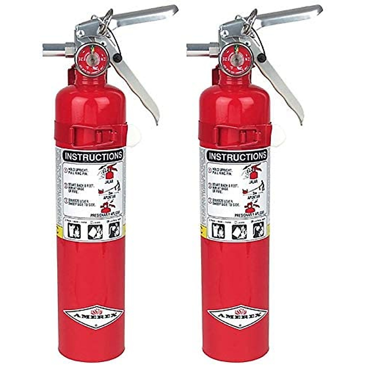 Amerex B417, 2.5 lb. ABC Dry Chemical Class A B C Fire Extinguisher with Wall Bracket, 2 Pack