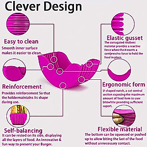4 Pcs Retractable Burger Fixed Box TIK Tok New Trends Hamburger Buns Burger Holder Reusable Hamburger Box Silicone Rack Holder Burger Box Dishwasher Safe & BPA-Free, 4 Color