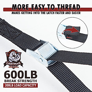 Cartman 1" x 12' Lashing Straps Cargo Tie-Down Strap Up to 600lbs, 6pk in Carry Bag, Black