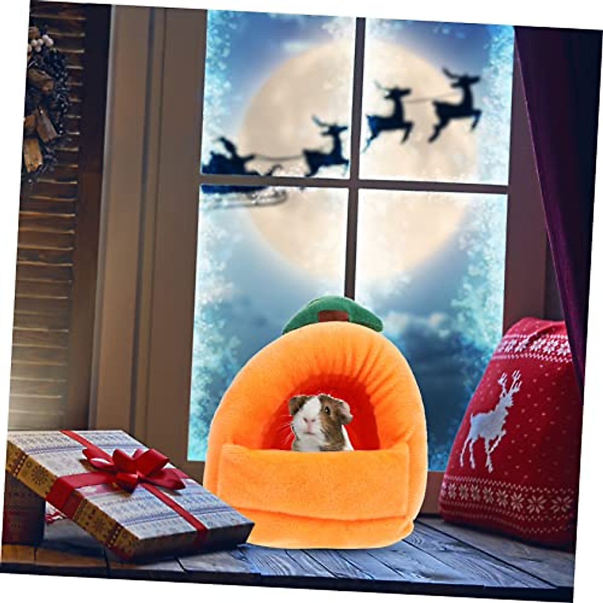 LIFKICH 1pc Hideout Cage Ferret Sugar Hedgehog Winter Accessory Hamster Mini Toy Nest Rat Animal Glider Pet Supple Mice Hut Plush Small Chinchilla House Guinea Habitat Squirrel Orange