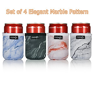 Cosmos 4 Pcs Soft Neoprene 7.5 Fl Oz Mini Can Sleeves Insulators Can Cooler Sleek Can Drink Covers Neoprene Can Sleeve Holder Beverage Insulator Cover for Energy Drink & Beer Cans