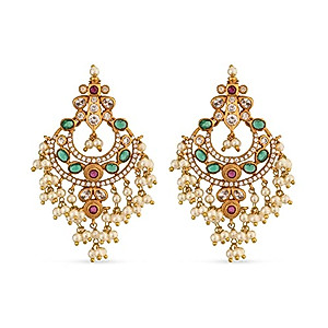 Tarinika Antique Gold Plated Ehimay Drop Earrings with Guttapusalu Design - Indian Earrings for Women | Perfect for Ethnic Occasions | Traditional South Indian Jewelry | 1 Year Warranty*