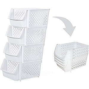 Plastic Book Bins for Classroom Library Organizing Containers Pantry Organization and Storage Shelves Cubes Magazine File Holder Toy Organizer Blue White Colorful Rectangular Locker Dorm Room 4 Pack