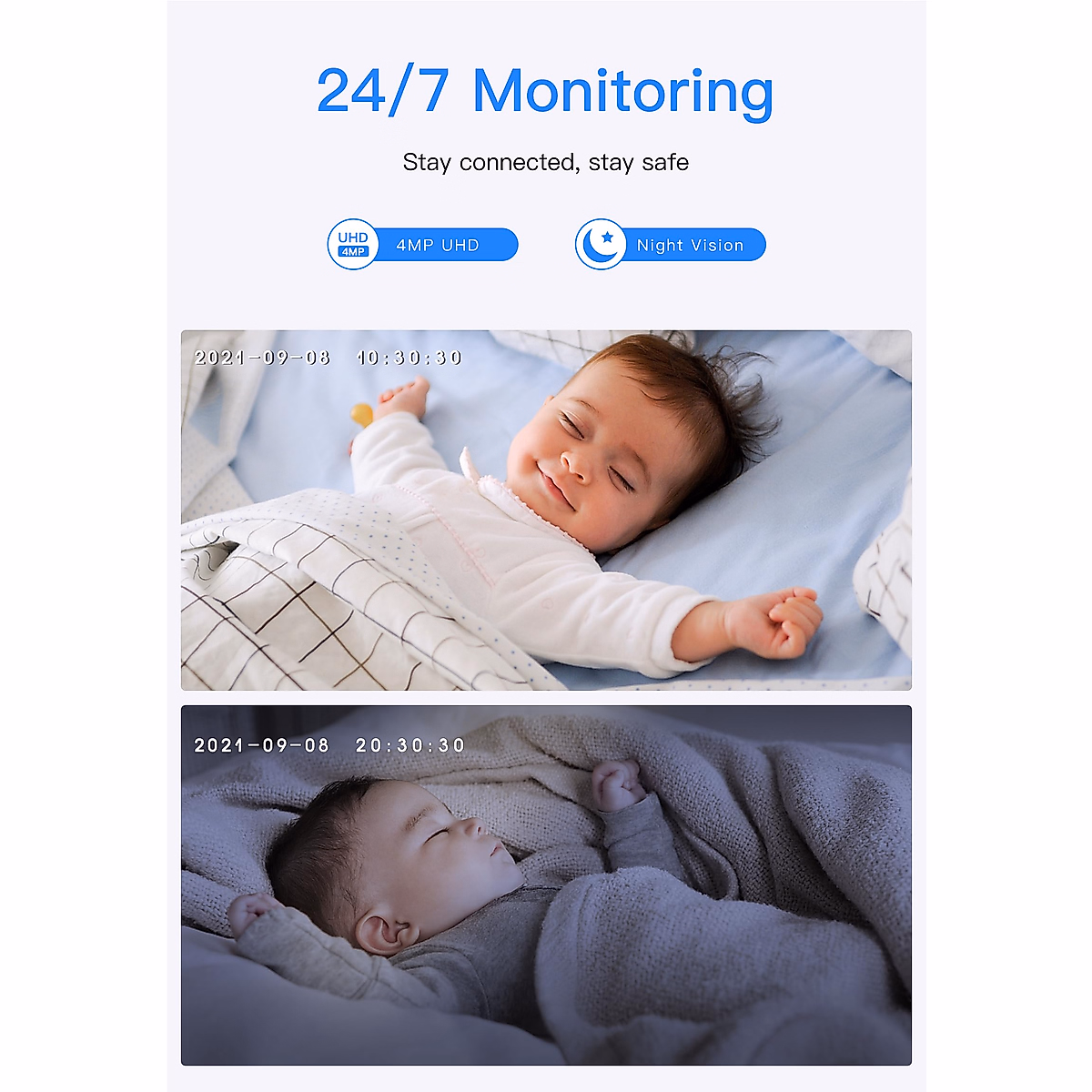 ARENTI 4MP WiFi Security Camera Indoor, 3PCS Pet Dog Camera with Phone App, Plug-in Baby Home Puppy Cam, 2.4GHz, Motion Sound Detection, Night Vision, Two-Way Talk, Alexa and Google Compatible