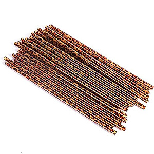 Peiking 20pcs Reusable Leopard Print Plastic Straws, Leopard Animal Drinking Straws and 1 Cleaning Brush for Jungle Animal Birthday Parties, Animal Birthday Party Favors