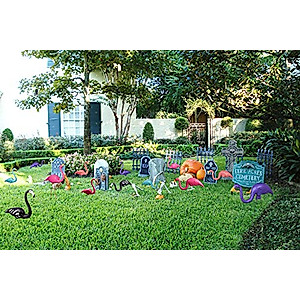 AndBird Plastic Flamingos Yard Ornament -Set of 2 - Flamingo Lawn Ornaments,Flamingo Garden Yard w/Stakes, for Home and Outdoor Decor, Party Decor, Adjustable Feet Length
