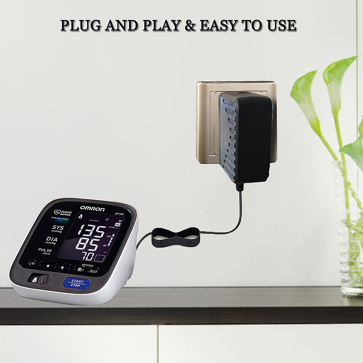 Gonine 6V AC to DC Power Supply Adapter for Omron Blood Pressure Monitor 5 7 10 Series, Replacement for Hem-ADPTW5 Charger Power Cord.