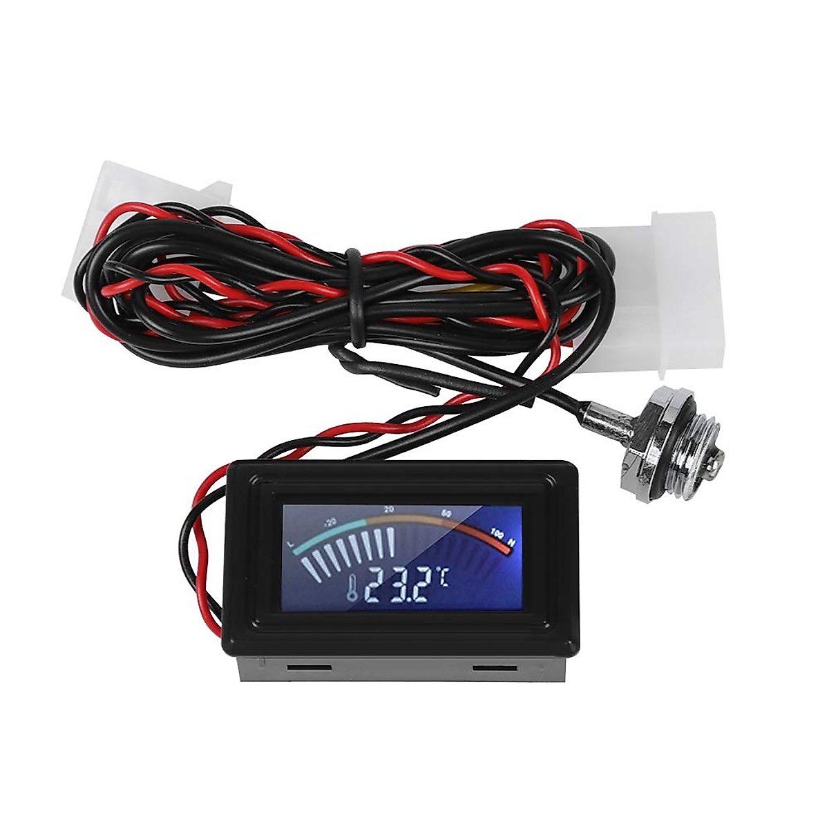 Pointer Display Thermometer with Waterproof Probe, PC G1/4 Thread Water Cooling System Temperature Meter for Computer Laptop