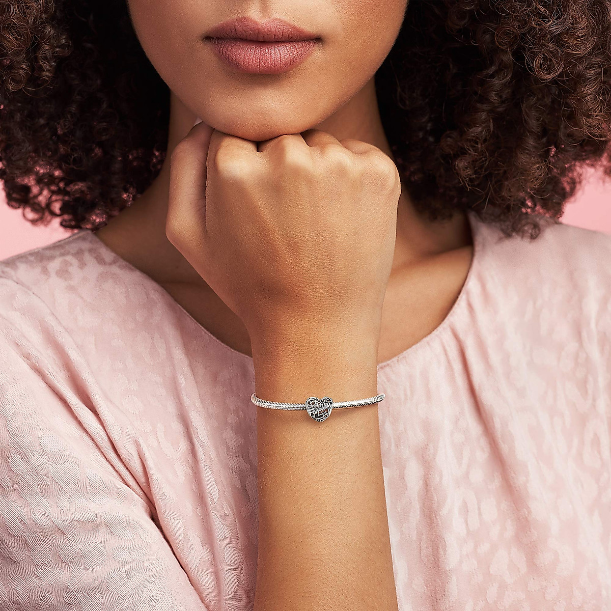 PANDORA Family Heart Charm - Compatible with PANDORA Moments Bracelets - Jewelry for Women - Made with Sterling Silver