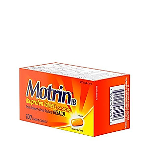 Motrin IB-Ibuprofen Pain Reliever Tablets 200 mg - 100 Coated Caplets (Pack of 3)