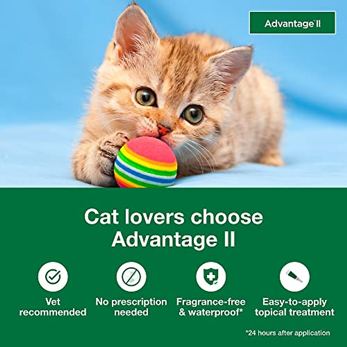 Advantage II Kitten Vet-Recommended Flea Treatment & Prevention | Cats 2-5 lbs. | 2-Month Supply