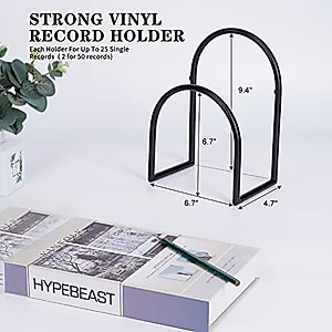 Telihel Vinyl Record Holder Set of 2, Wall Mounting Record Shelf Vinyl Storage Rack for Up to 25 Single Records, Perfect Album Holder to Store and Display Your Valuable Vinyl Collection