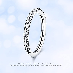 KUNSIR 925 Sterling Silver Rings Classic Cubic Zirconia Eternity Promise Statement Anniversary Wedding Bands Engagement Rings for Women Infinity Forever Love Ring Size 7-9