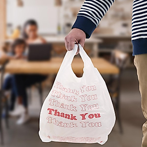 SSWBasics White Thank You Bags Case of 500-11 ½” x 6" x 21" - Thickness .48mil HDPE- Standard Supermarket Size, Perfect for Grocery, Retail, Convenience Stores, Take-Out and Home Use