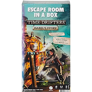 Mattel Games Escape Room in A Box: TIME Drifters ISABEL's Story Party Game for 1 to 4 Players with Clues & Puzzles, Combine with Kira's Story for Remote Play, Gift for 13 Year Olds & Up
