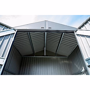 Arrow Shed Elite 14' x 14' Outdoor Lockable Gable Roof Steel Storage Shed Building, Anthracite
