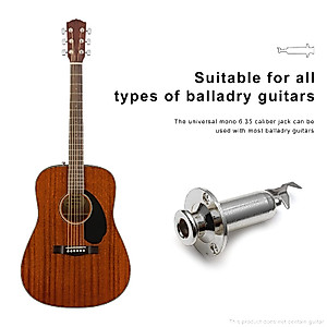 SAPHUE 6.35mm Acoustic Electric Guitar Bass Mono Endpin Output Jack Strap Button Jack Socket (Chrome)