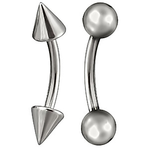 Forbidden Body Jewelry Set of 2 Styles Belly Piercing Barbells: 14g Surgical Steel Double Spike & Double Ball Navel Rings
