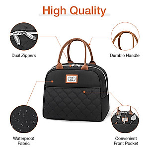 Lekesky Lunch Bag for Women Insulated Small Lunch Box Leakproof Lunchbox for Nurses Work, Black