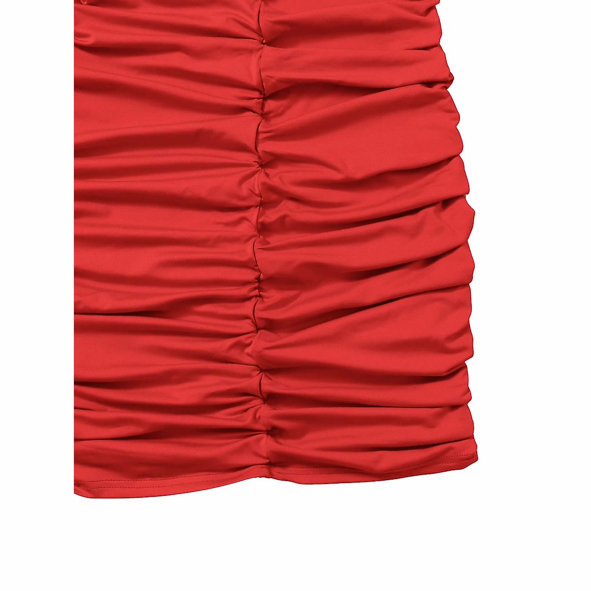 SweatyRocks Girl's Spaghetti Strap Solid Ruched Slim Fitted Cami Short Dress Red 12-13Y