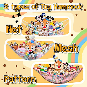 Mia Weaver Stuffed Animals Jumbo Toy Storage Hammock (Mesh 2 Packs, White)