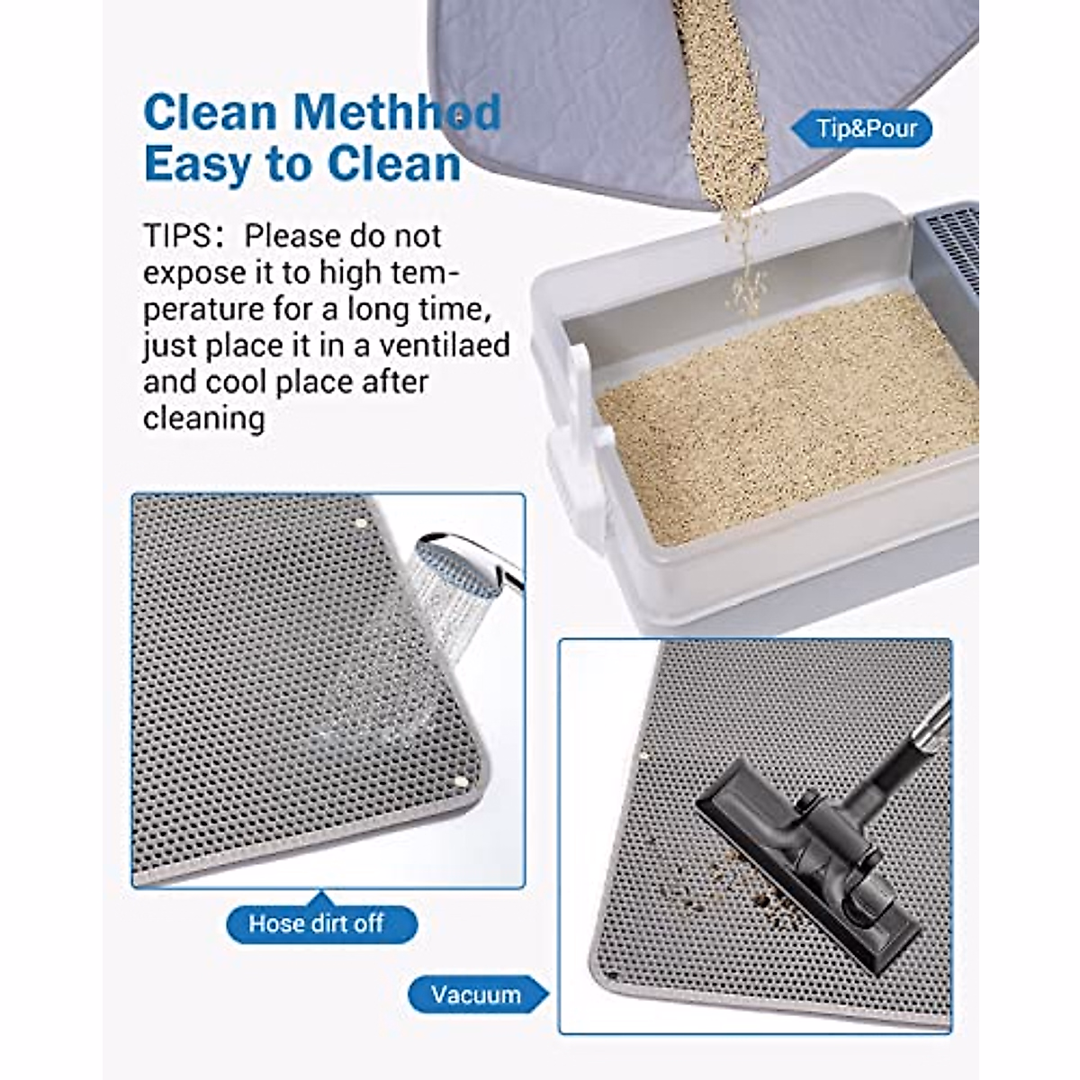 Fostanfly Cat Litter Mat, Large Urine Proof Litter Box Mat, Double Layer Easy Clean Machine Washable Litter Trapping Mat, Waterproof Leakproof Anti-Slip, Scatter Control Kitty Litter Mats for Floor…
