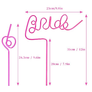 12 Pcs Reusable Bride Straws Heart Shape, Bachelorette Party Supplies Wedding Engagement Bridal Shower Party Decorations, Gifts for Bride, 11 Pcs Straws for Bachelorette & 1 Pcs Bride Straw