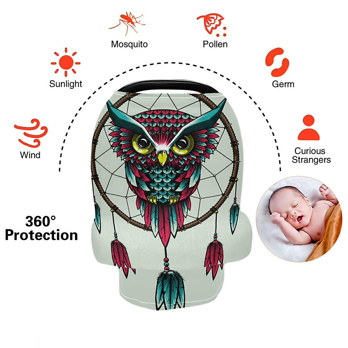 Nursing Cover Breastfeeding Scarf Dream Catchers Owl- Baby Car Seat Covers, Infant Stroller Cover, Carseat Canopy (w)
