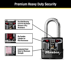 Master Lock 1-7/8 in. H x 1-3/16 in. W x 1-3/4 in. L Vinyl Covered Dual Ball Bearing Locking Padlock