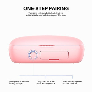 Tribit Earbuds, 150H Playtime IPX8 Bluetooth5.2 Deep Bass Bluetooth Earbuds Touch Control Headphones with Mic Earphone in-Ear Wireless Earbuds for iPhone Android Flybuds 3 Pink, Bluetooth Headphones