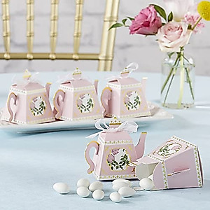 Kate Aspen, Tea Time Whimsy Collection, Teapot Tea Party Favor Box (Set of 24), One Size, Pink & Gold Foil (28592PK)