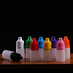 Snadulor 60 Pcs Plastic Dropper Bottles,5ml Empty Squeezable Dropper Bottle with Cap(Red)