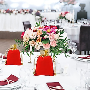 KIPETTO 25Pcs Soft Velvet Pouches with Drawstrings for Jewelry Wedding Candy Bags, 4.7"x6.3", Red