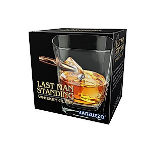 Barbuzzo Last Man Standing - Bullet Whiskey Glass - Durable Hand Blown Glass - Hand Sculpted with a Faux 50 Caliber Bullet - Great Man Gift and Addition to the Man Cave - Holds 10 Ounces