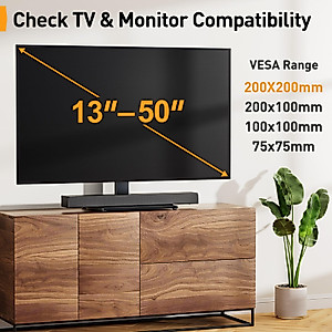 PERLEGEAR Universal TV Stand Base, Swivel Table Top TV Stand for 13-43 Inch Flat/LCD/LED TVs, Height Adjustable Monitor Mount Stand with Tempered Glass Base VESA 200x200mm Holds up to 99lbs,PGTVS16